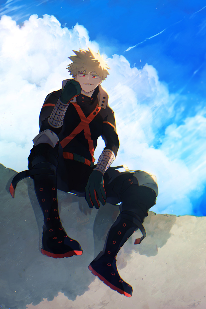 Safebooru - 1boy bakugou katsuki black pants black shoes blonde hair ...