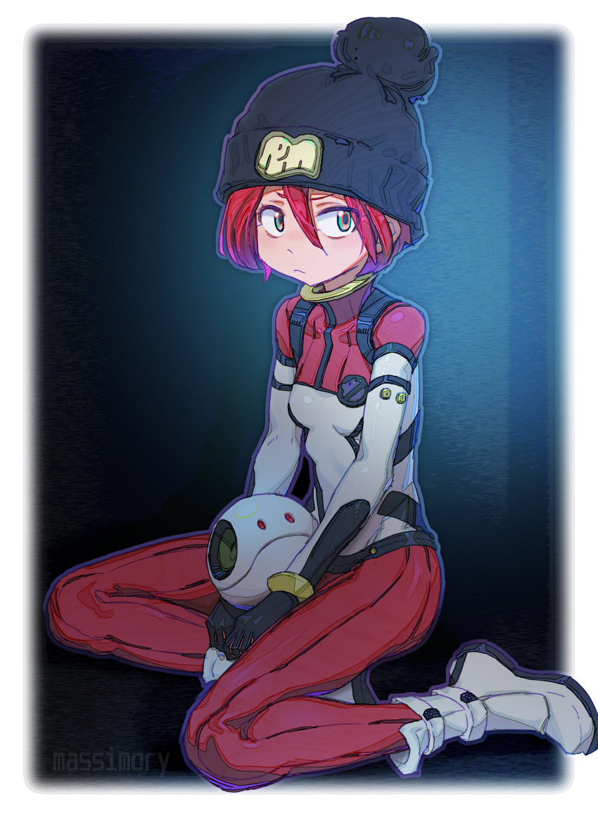 Safebooru - 1girl absurdres amate yuzuriha artist name beanie black hat bodysuit boots breasts ...
