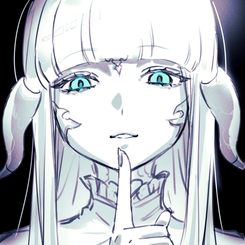 Safebooru - 1girl au ra backward facing horns blue eyes blue theme ...