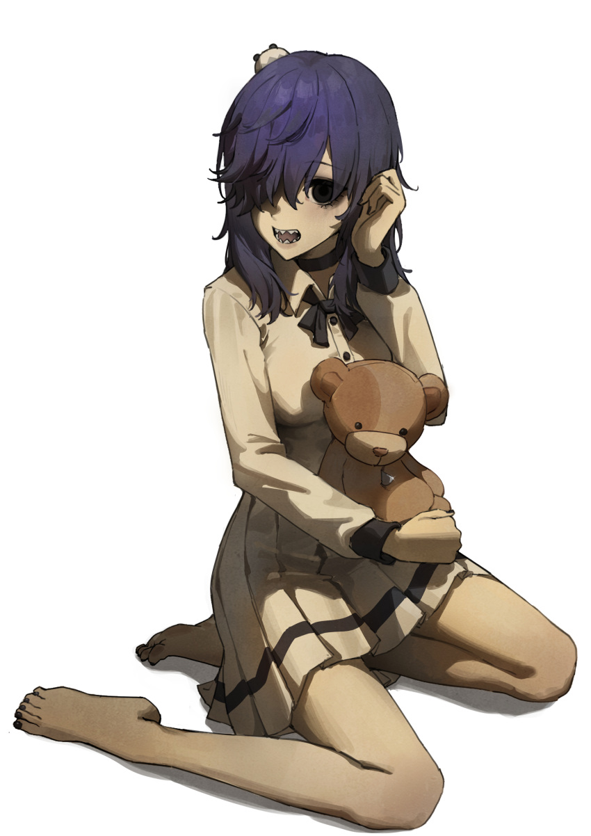 Safebooru - 1girl absurdres black choker black eyes black ribbon blue hair breasts buttons ...