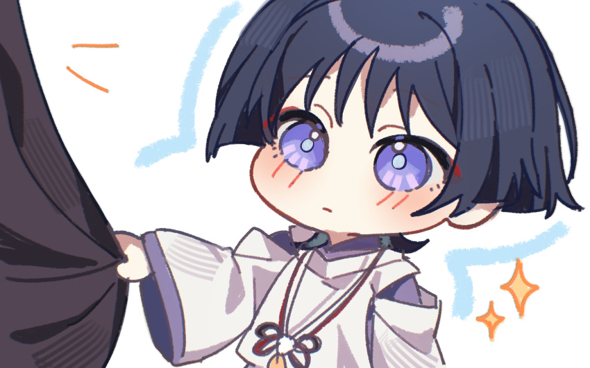 Safebooru - 1boy absurdres black hair blunt ends blush chibi closed ...