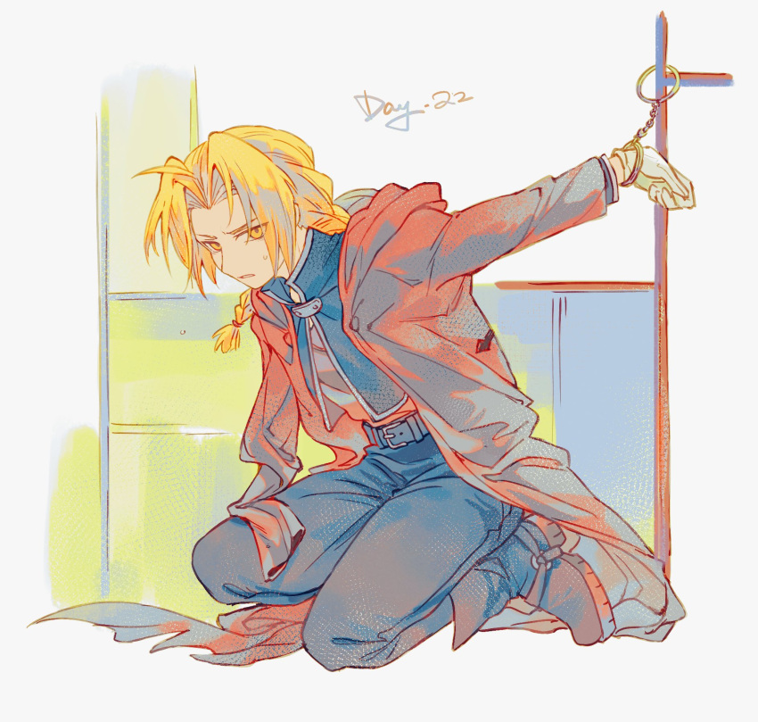 Safebooru - 1boy black pants blonde hair braid coat cuffs edward elric fullmetal alchemist ...