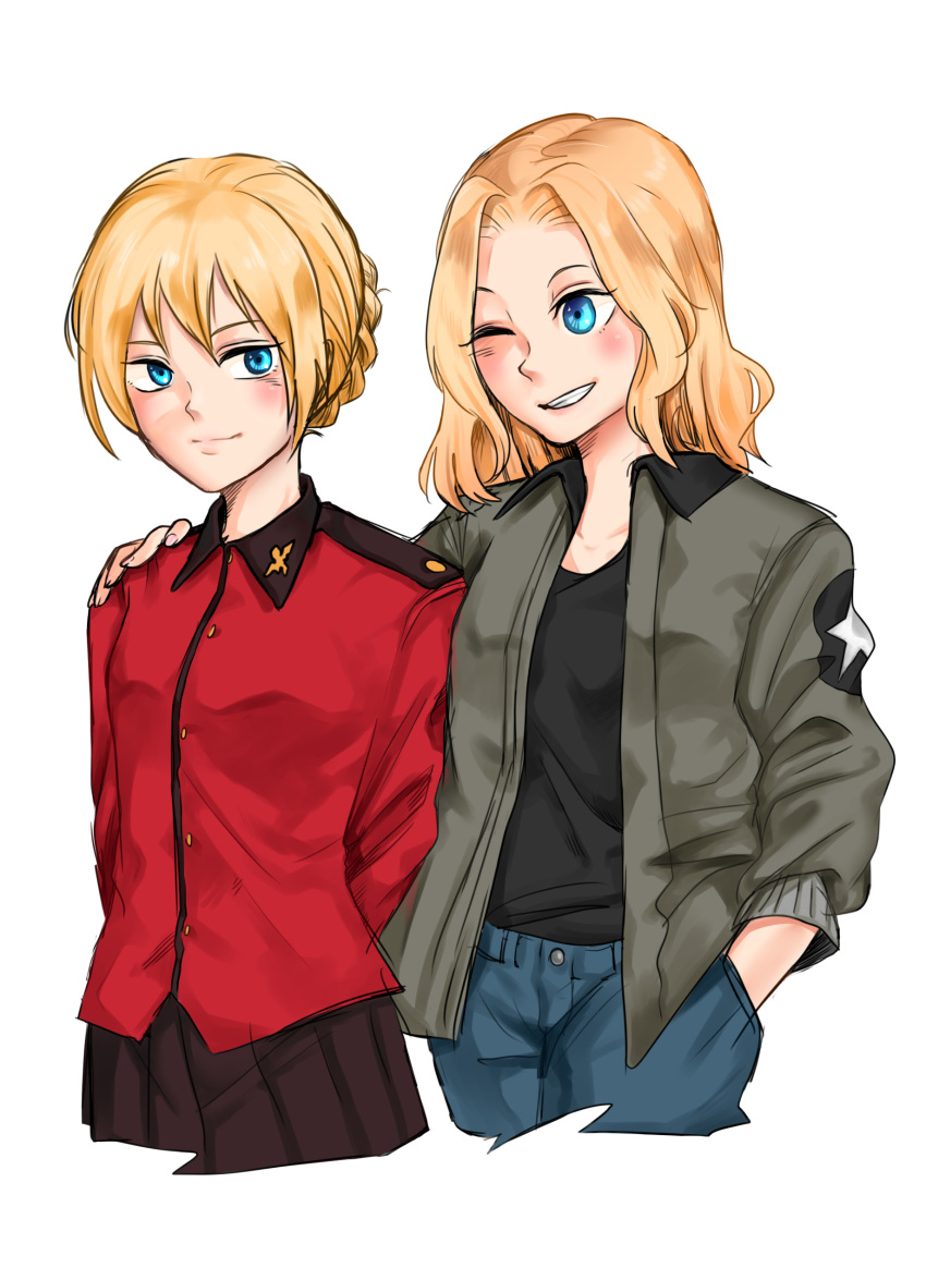 Safebooru - 2girls absurdres arm around shoulders blonde hair blue eyes ...