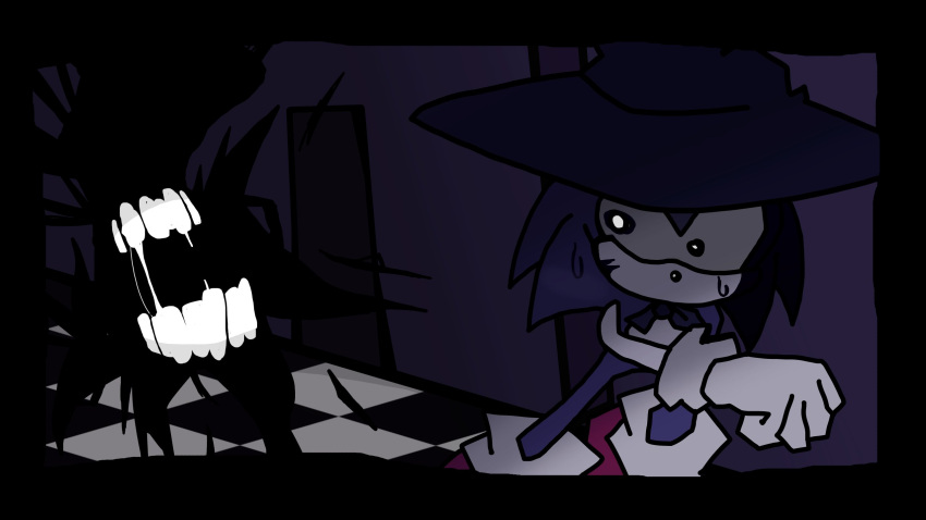 Safebooru - chasing evil smile hat highres ink meme running scared ...