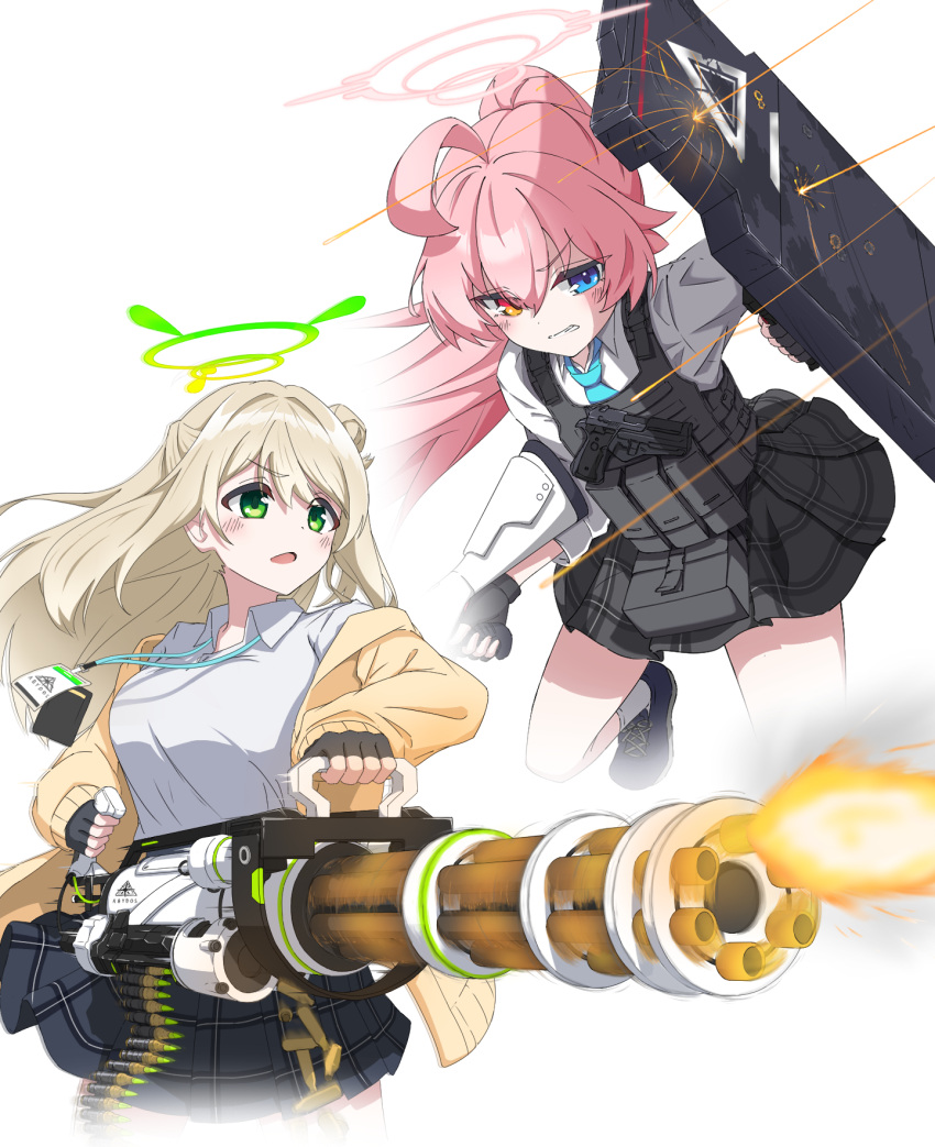 Safebooru - 2girls beretta 92 black gloves blue archive blue eyes blue ...
