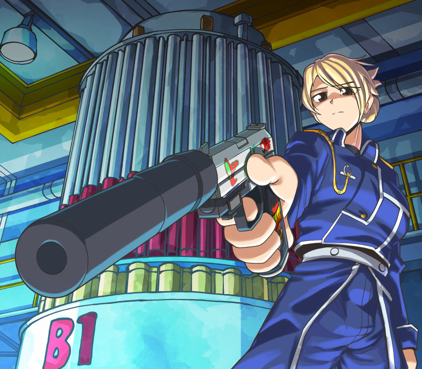 Safebooru - 1girl absurdres blonde hair blue coat blue pants brown eyes ...