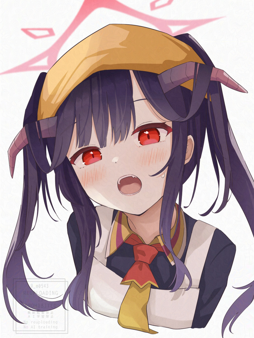 Safebooru - 1girl apron blue archive blush cropped torso fuuka (blue ...