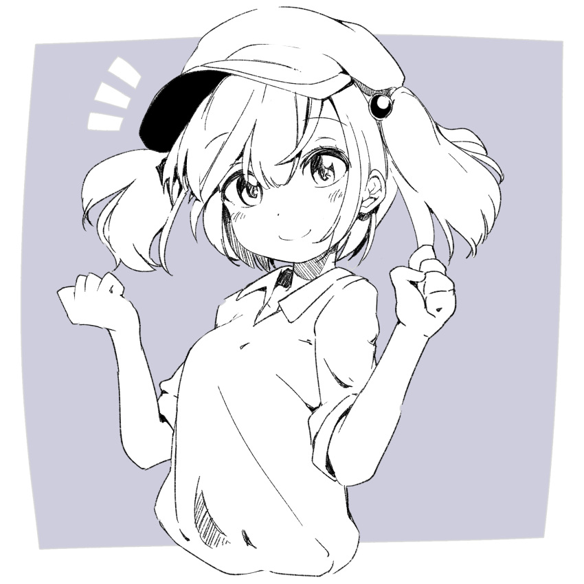 Safebooru - 1girl blue background blush breasts cactas7 clenched hands closed mouth collarbone ...