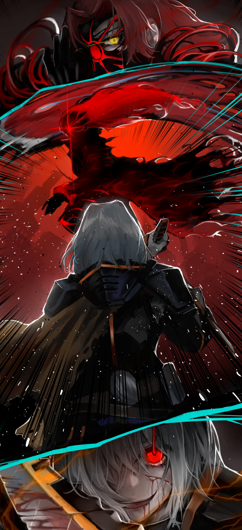 Safebooru - 2girls absurdres armor black armor blood blood on clothes ...