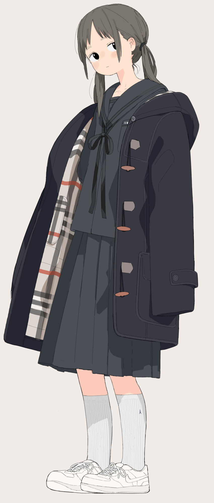 Safebooru - 1girl absurdres black coat black eyes black serafuku black skirt blush coat full ...