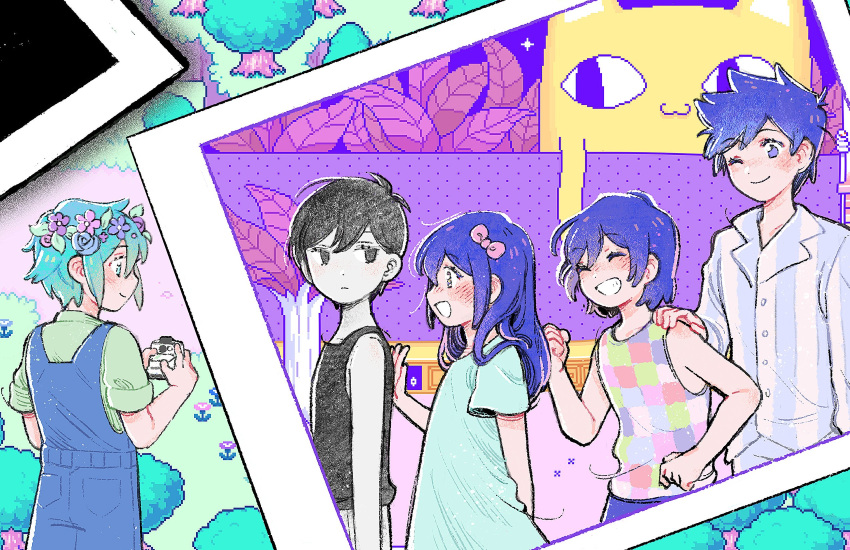 Safebooru - 1girl 4boys antenna hair aubrey (headspace) (omori) aubrey ...