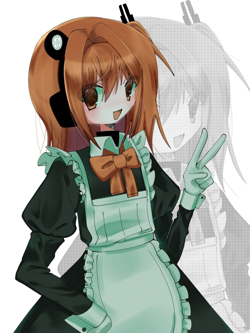 Safebooru - 1girl a.i. voice adachi rei alternate costume apron black dress bow bowtie dress ...