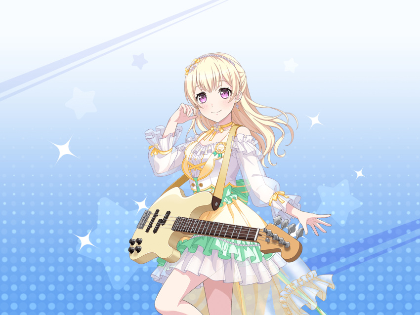 Safebooru - bang dream! blonde hair dress long hair pink eyes shirasagi chisato smile | 5900084