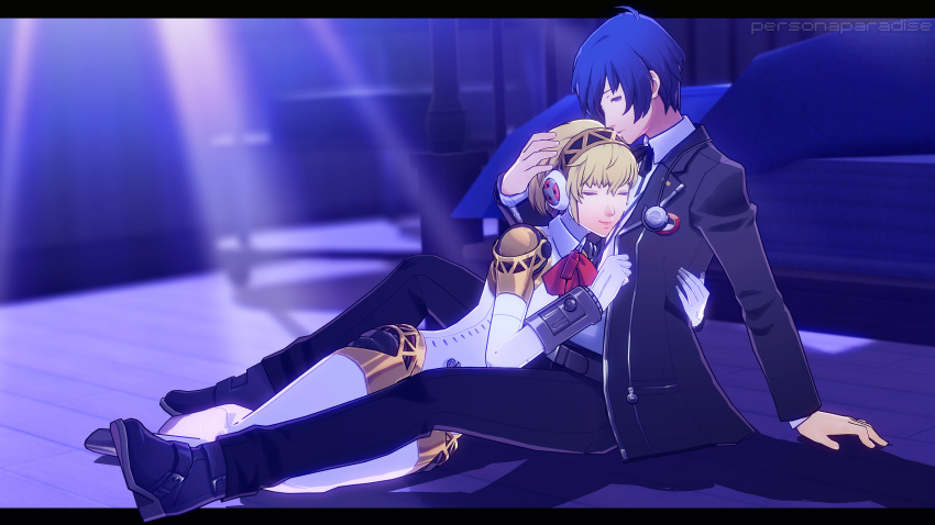 Safebooru - 1boy 1girl 3d absurdres aigis (persona) artist name blonde hair blue hair closed ...