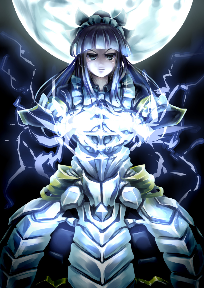 Safebooru - 1girl armor armored dress black eyes black hair frills kanzakietc lightning maid ...