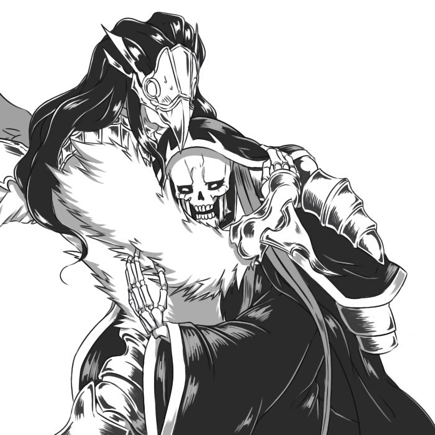 Safebooru - 2boys ainz ooal gown armor artist request bird black hair ...