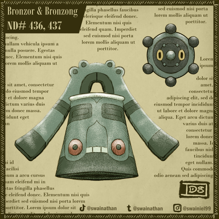 Safebooru - border bronzong bronzor brown border character name ...