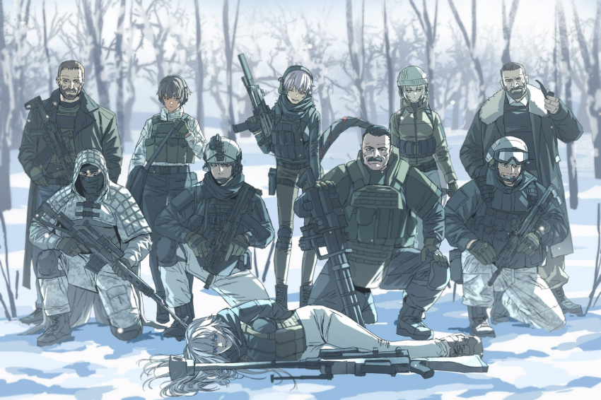 Safebooru - 4girls 6+boys ak-12 aks-74u alternate costume anti-materiel ...