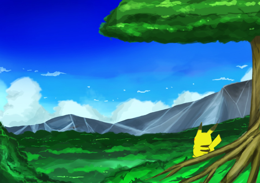Safebooru - artist request nature pikachu pokemon scenery tree | 1926441