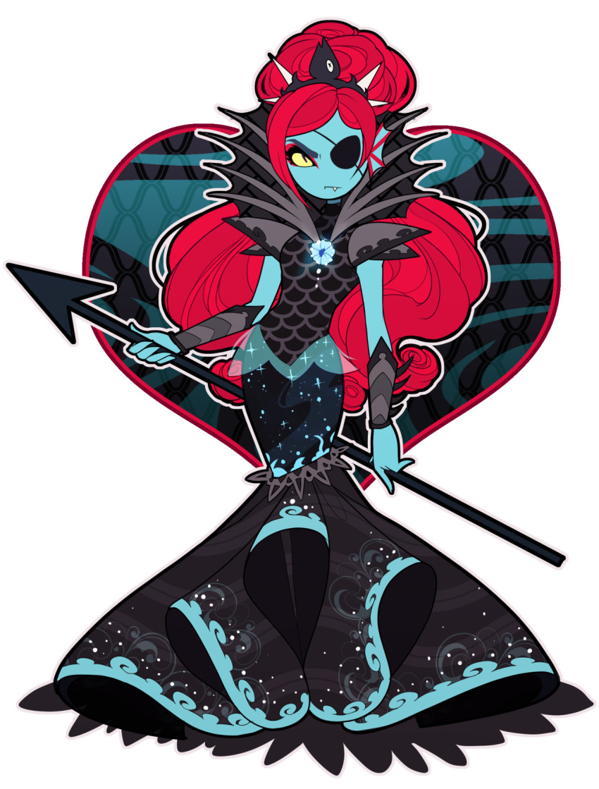 Safebooru - 1girl alternate universe blue skin dress eyepatch fang ...