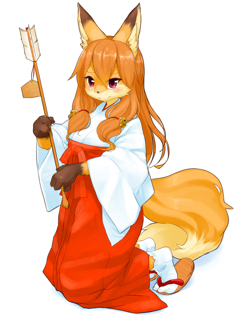 Safebooru - 1girl female fox full body furry japanese clothes kame (3t ...