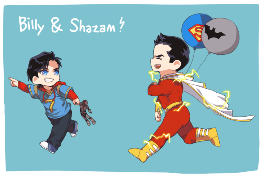 Safebooru - 2boys balloon bat (symbol) billy batson cape captain marvel ...