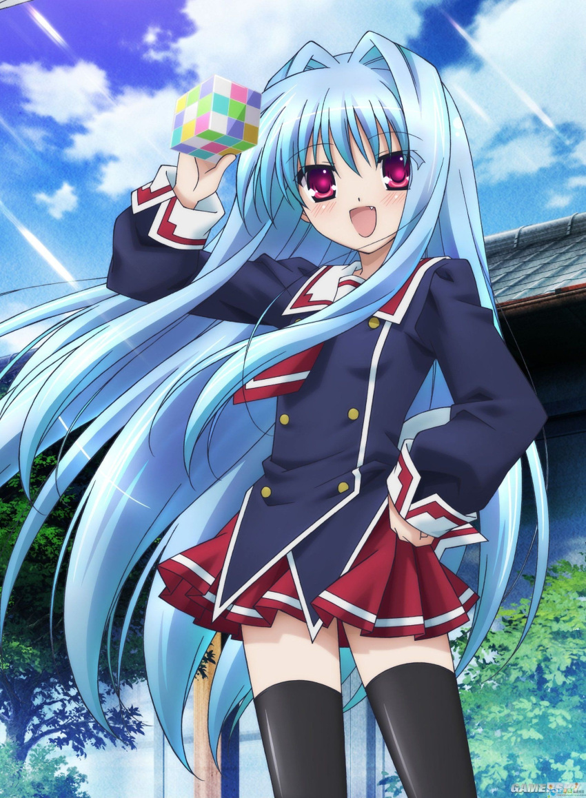 Safebooru - blue hair cube cube x cursed x curious fear kubrick highres ...