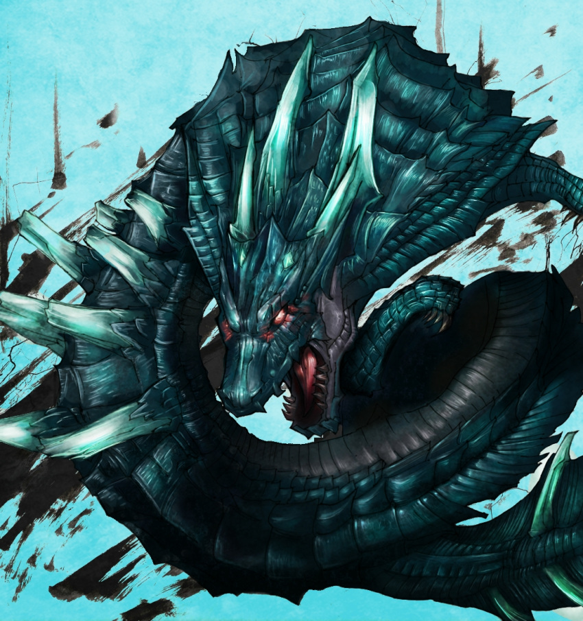 Safebooru - abyssal lagiacrus capcom claws glowing glowing eyes horns ...