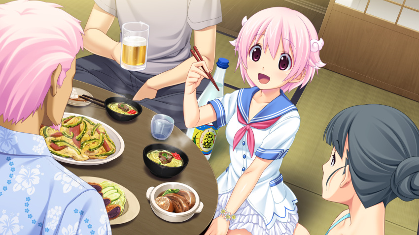Safebooru - 2girls blush bottle character request food game cg hair ...
