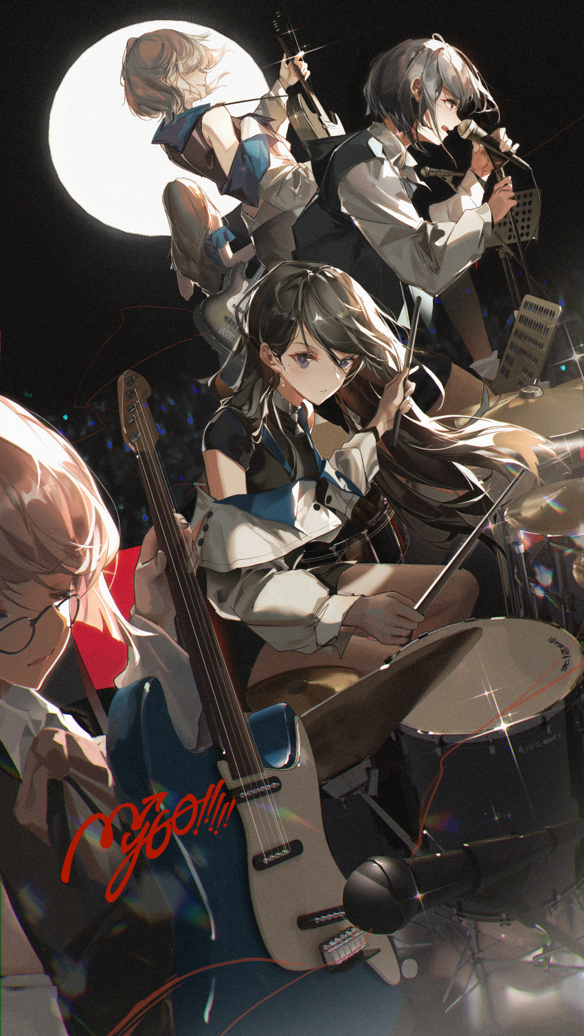 Safebooru - 5girls absurdres bang dream! bang dream! it's mygo!!!!! bass guitar black hair black ...