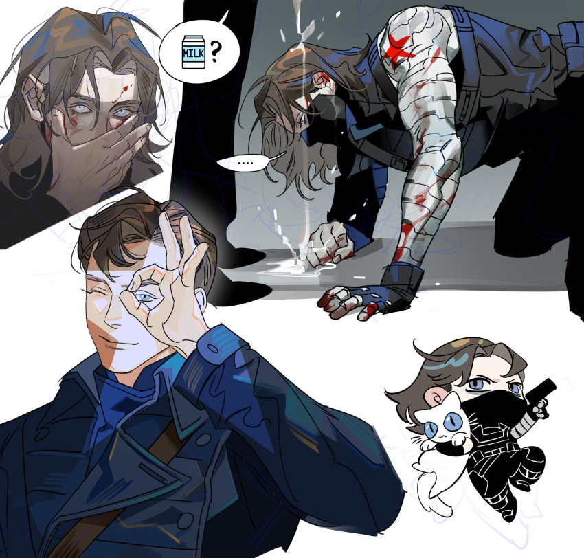 Safebooru - 1boy 1other ? all fours animal animal ears belt black belt ...