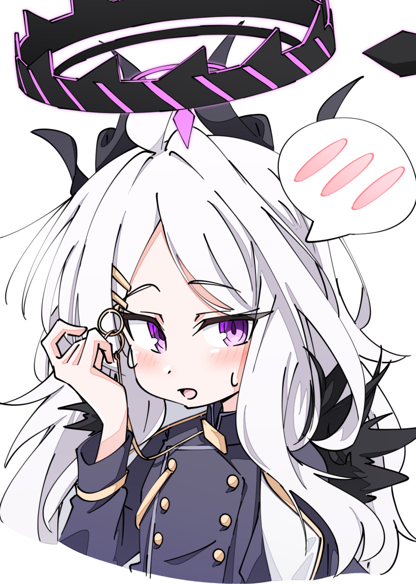 Safebooru - ahoge black coat blue archive blush coat coat on shoulders demon girl demon horns ...