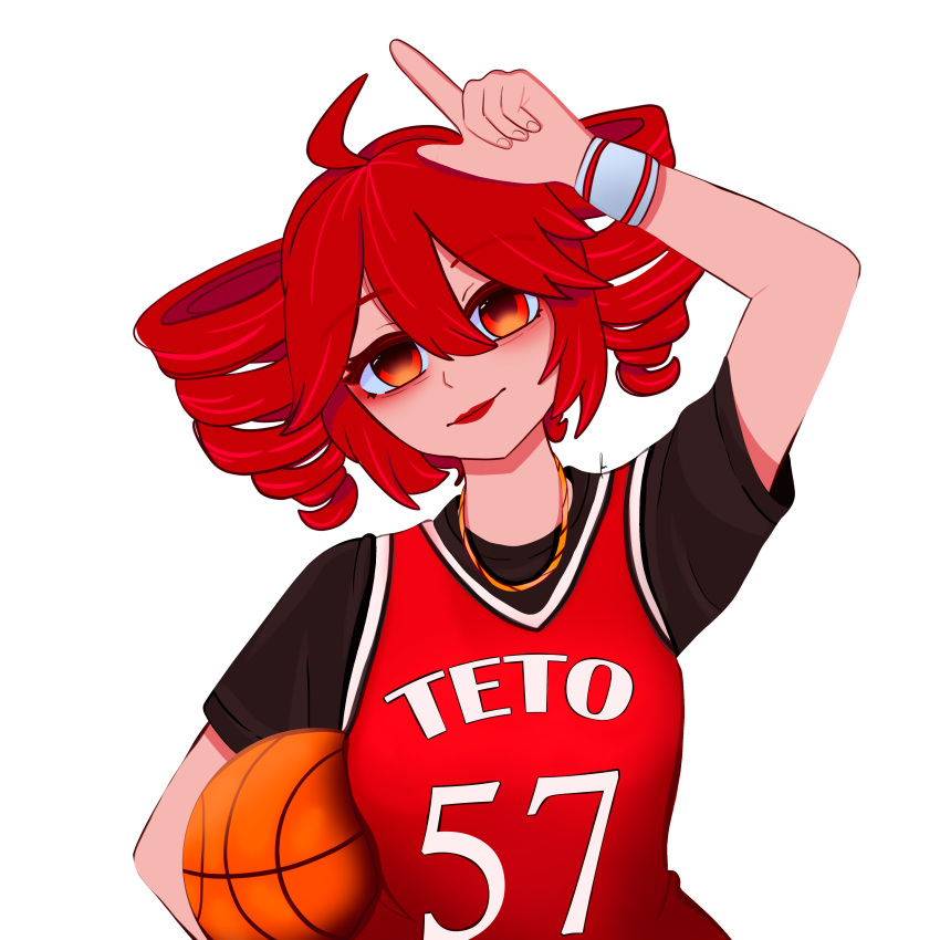 Safebooru - 1girl ahoge arm up asketball \(object\) ball basketball basketball uniform black ...