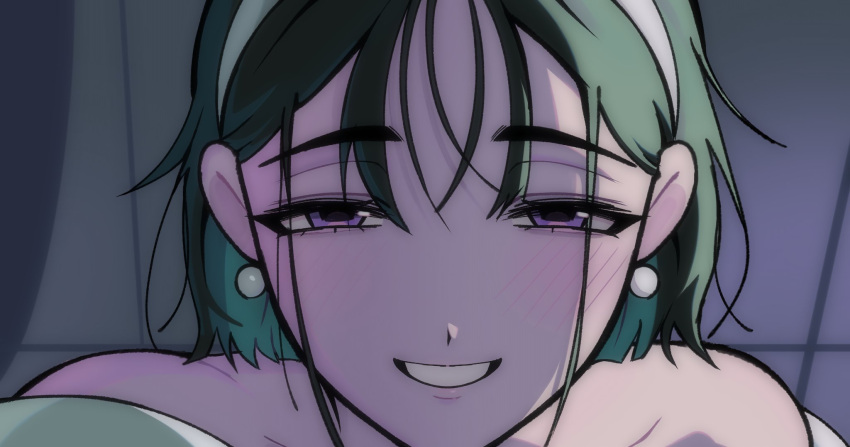 Safebooru - 1girl alien stage black hair close-up commentary earrings hairband hashtag-only ...