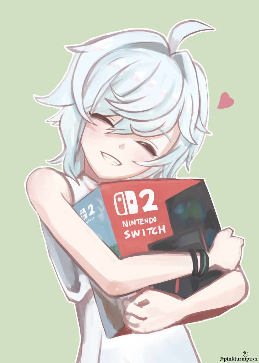 Safebooru - 1girl absurdres bare shoulders blush closed eyes commentary request dress facing ...