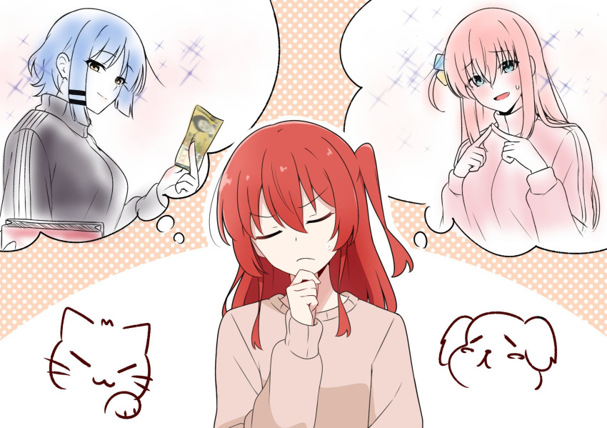 Safebooru - 3girls amogan black jacket blue hair blush bocchi the rock ...