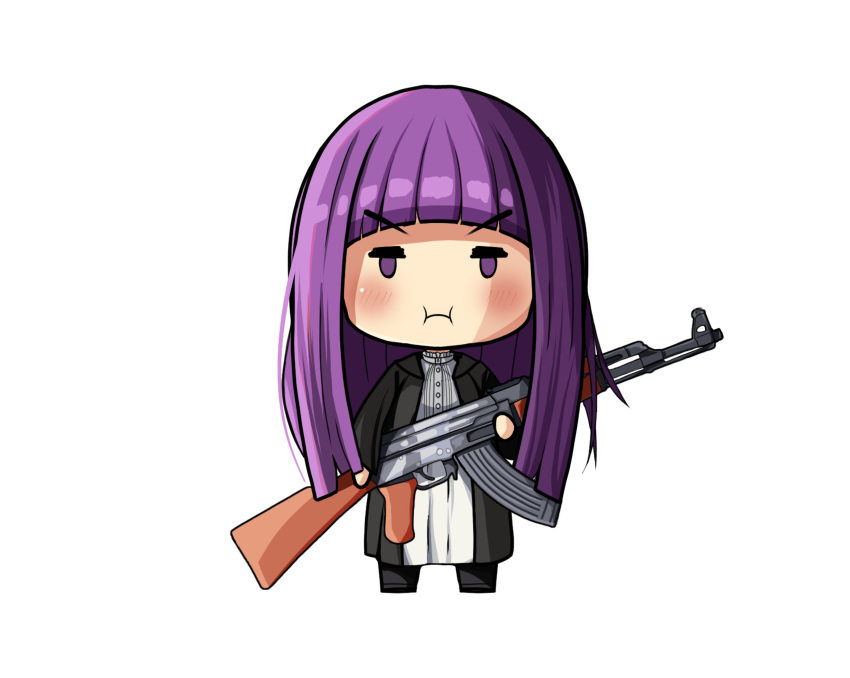 Safebooru - 1girl absurdres ak-47 angry annoyed assault rifle black ...