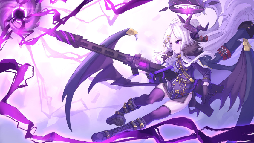 Safebooru - 1girl absurdres ahoge ajdkc666 armband black coat black halo black skirt black ...