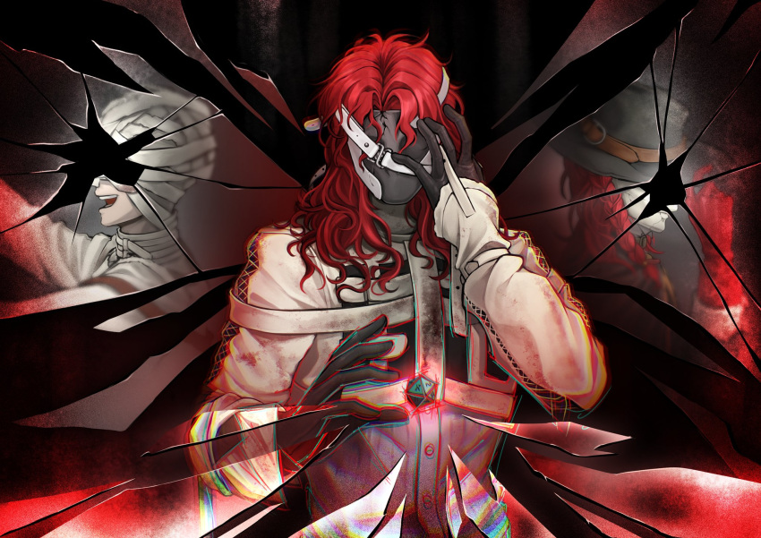 Safebooru - 1boy aleph (reverse:1999) black background black gloves ...