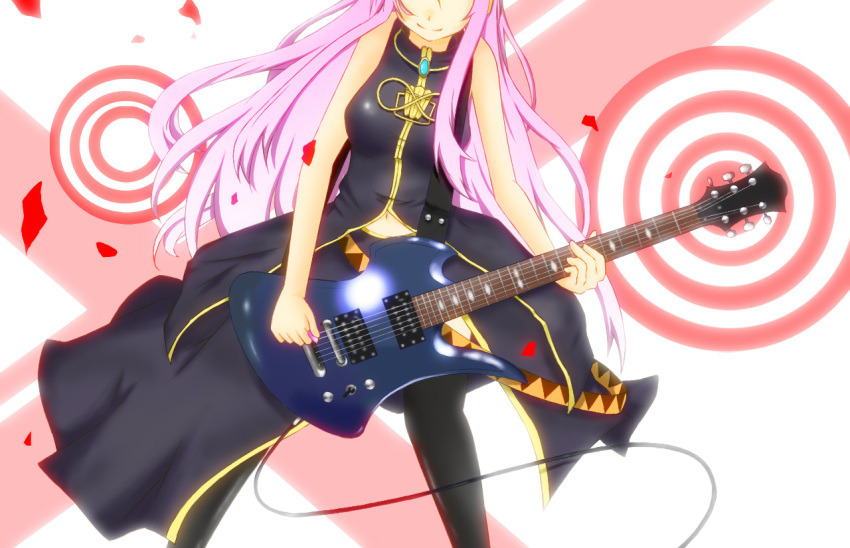 Safebooru - bare shoulders guitar instrument long hair megurine luka ...