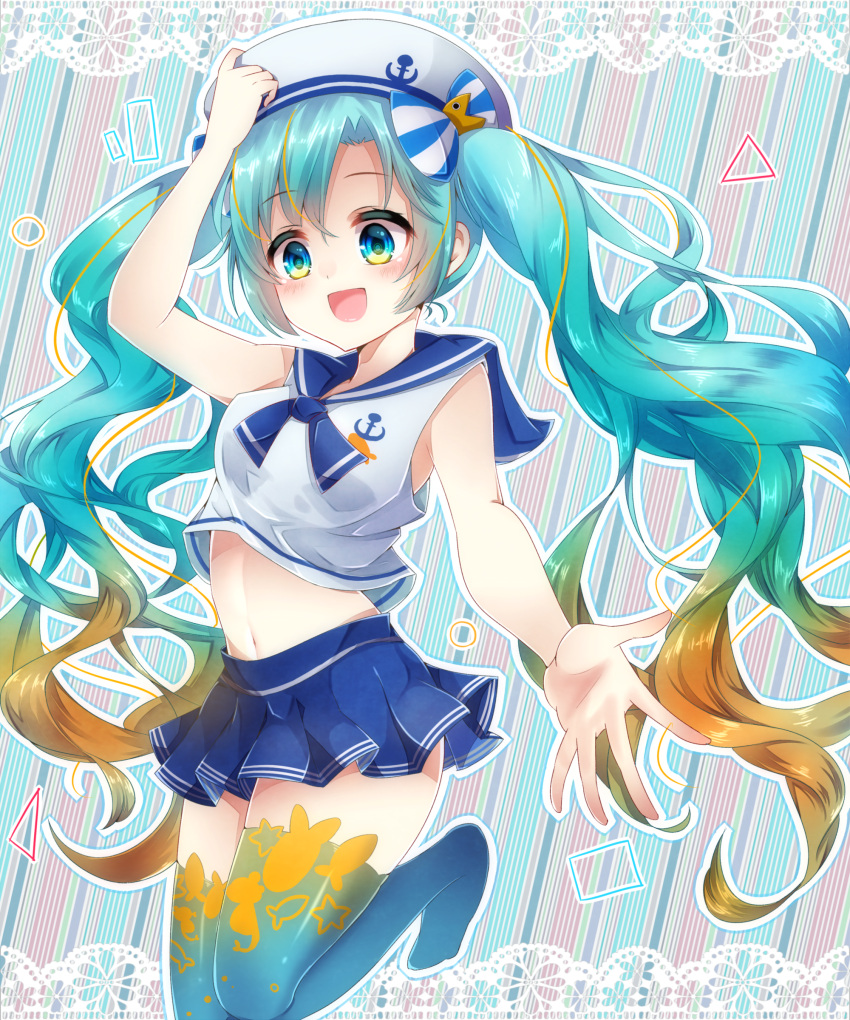 Safebooru - 1girl absurdres amane tari arm up blue eyes blue hair blue ...