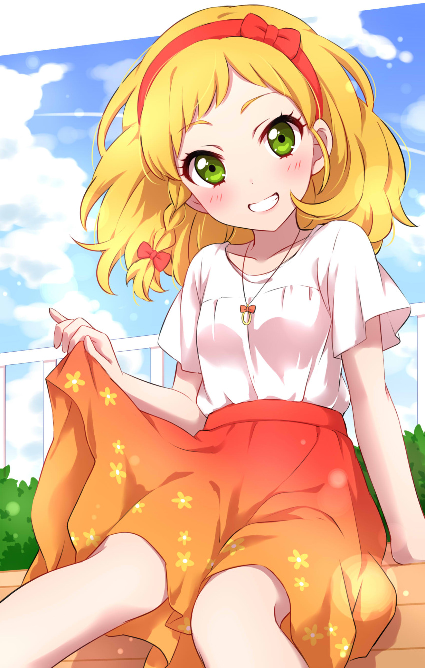 Safebooru - 1girl absurdres aikatsu! blonde hair blush braid character request green eyes ...