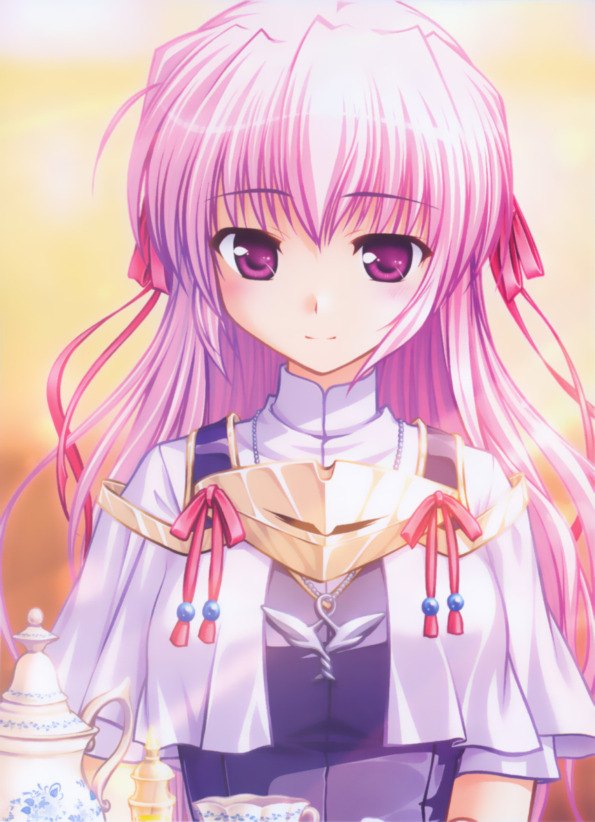 Safebooru - 1girl bekkankou estel freesia face gloves hair ribbon highres long hair pink hair ...