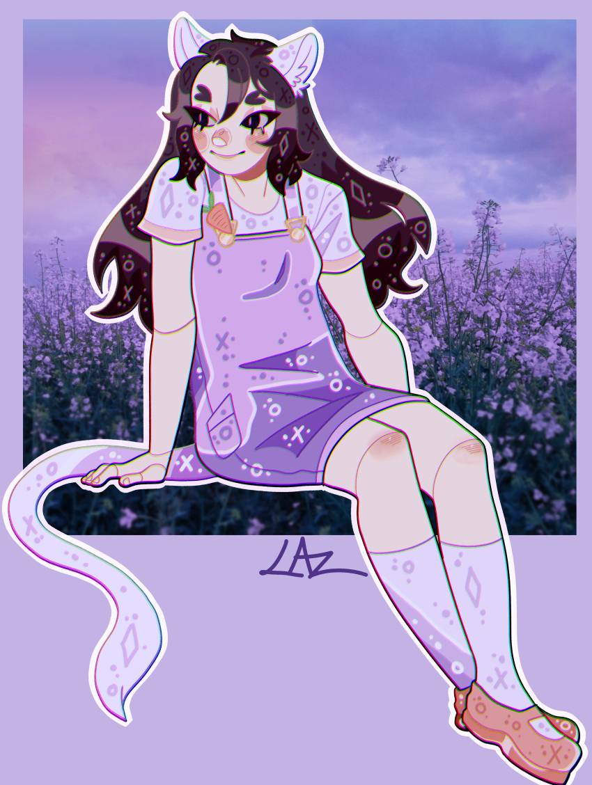 Safebooru - 1girl absurdres animal ears black eyes border breasts brown ...