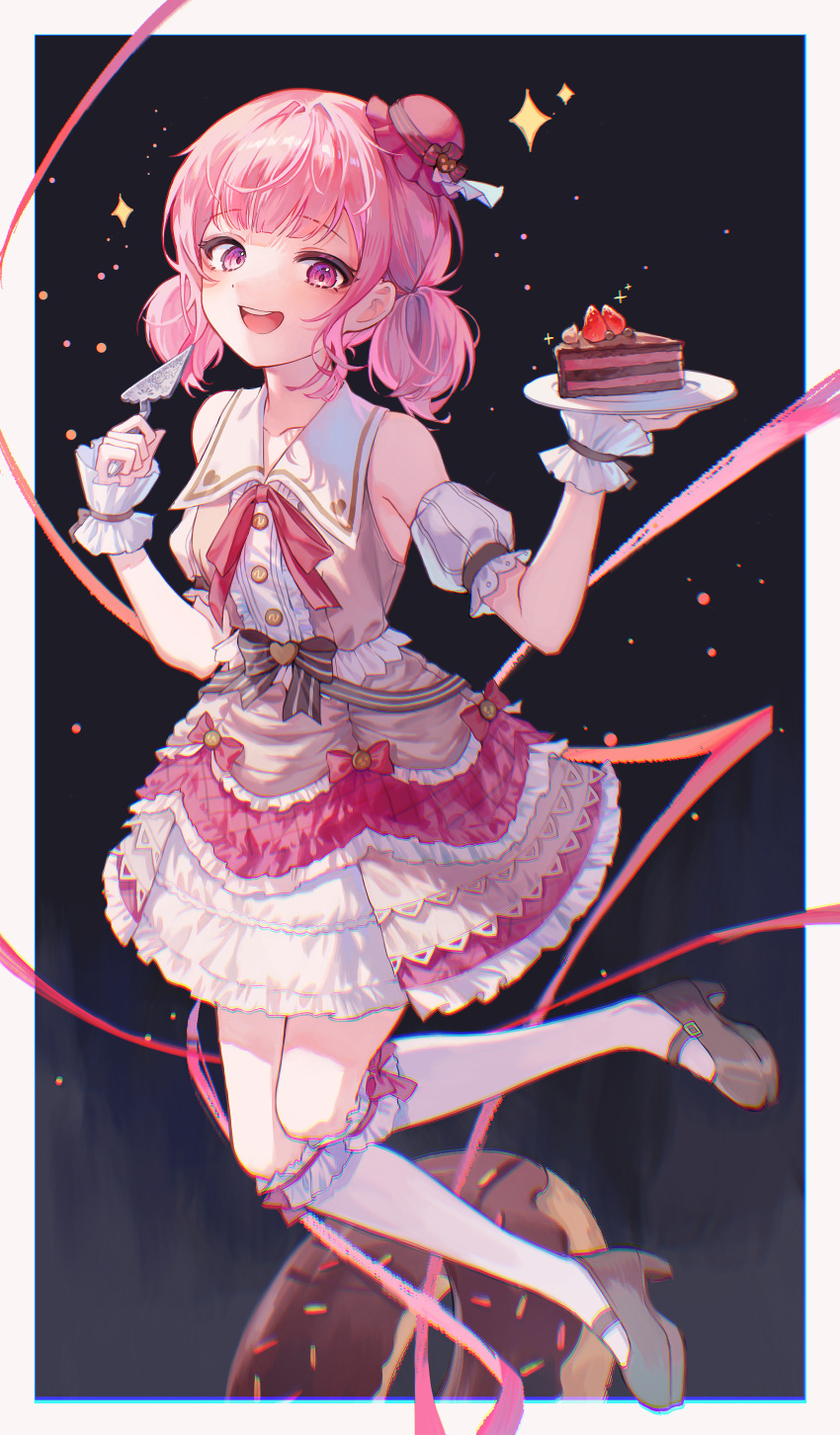 Safebooru - 1girl absurdres bare shoulders breasts brown footwear cake cake slice commentary ...