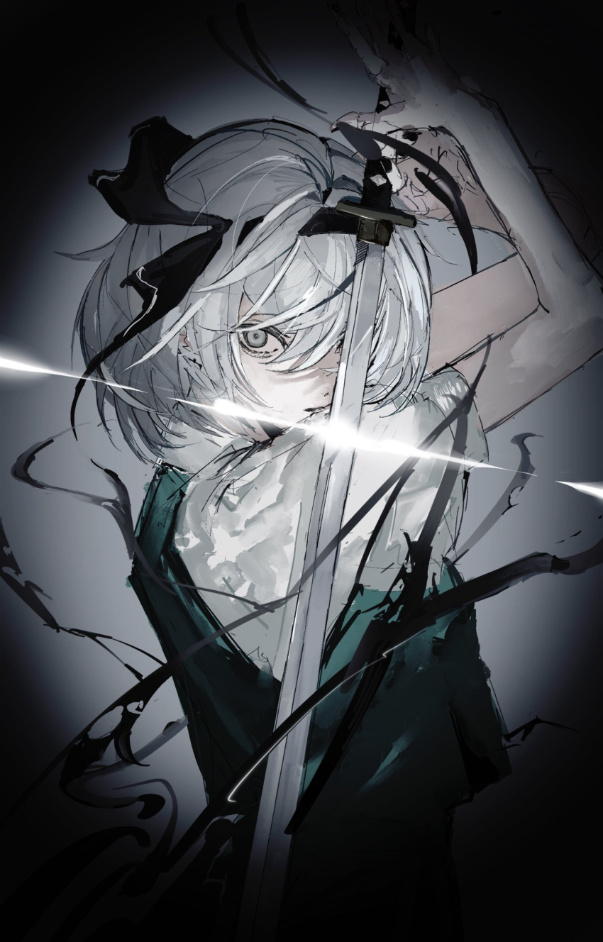 Safebooru - 1girl arms up black hairband blue eyes closed mouth ...