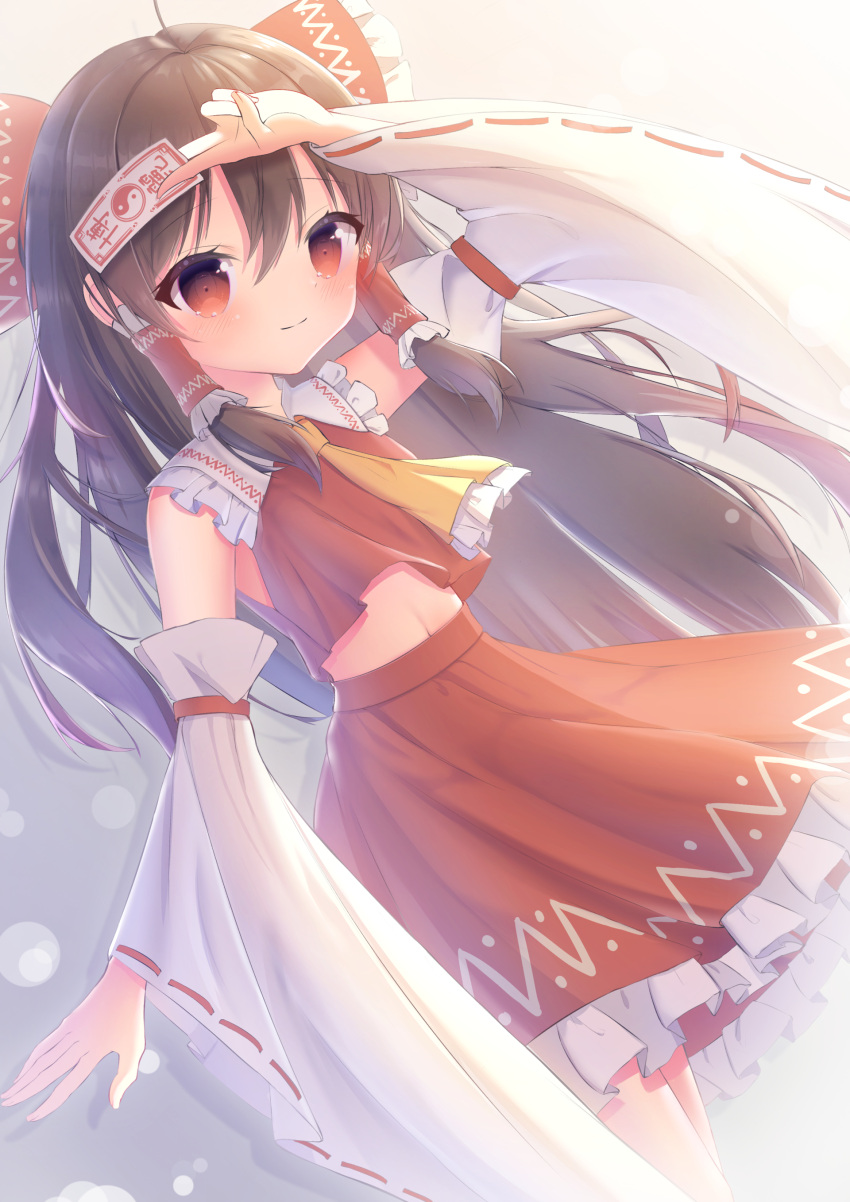 Safebooru - 1girl absurdres ascot between fingers blush bow brown hair closed mouth commentary ...