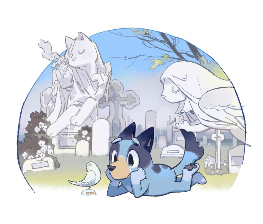 Safebooru - 1girl allhailjotman bird blue sky bluey bluey heeler flower ...