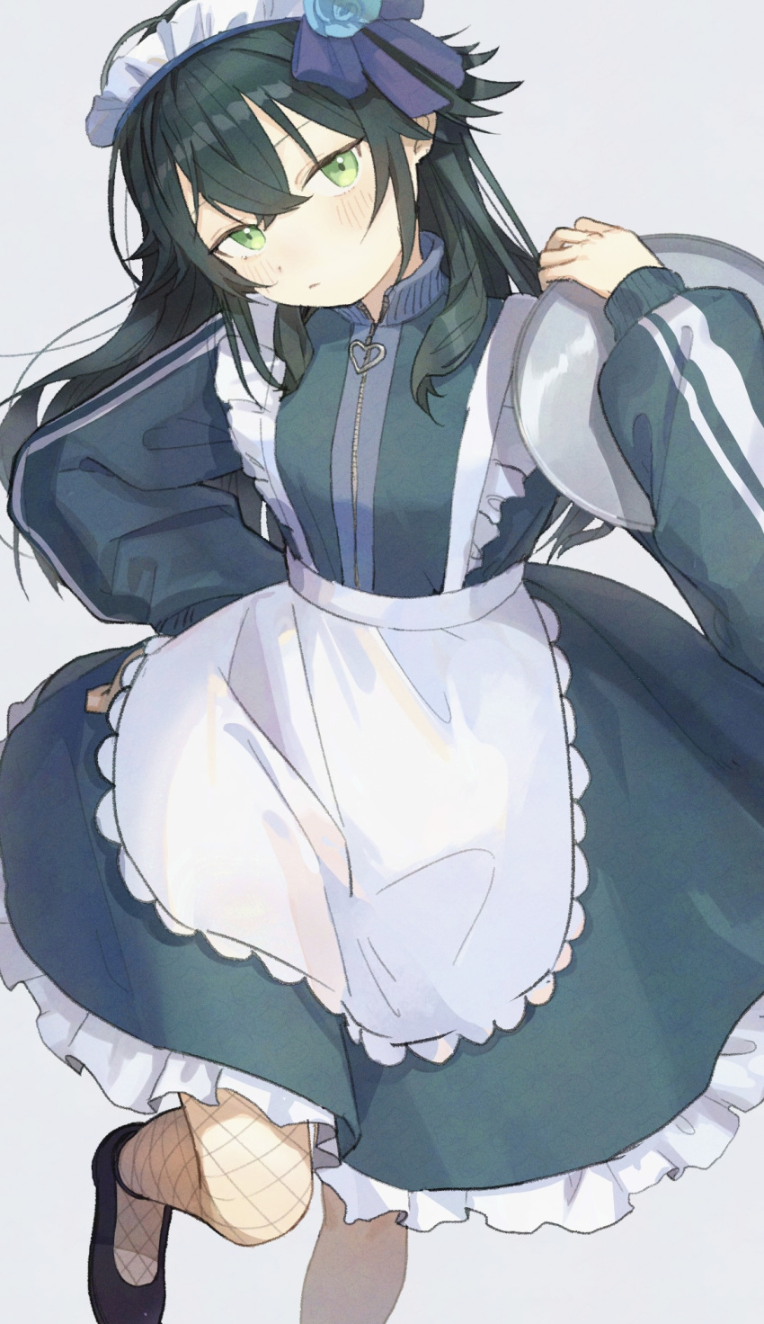 Safebooru - 1girl alternate costume apron black footwear commentary ...