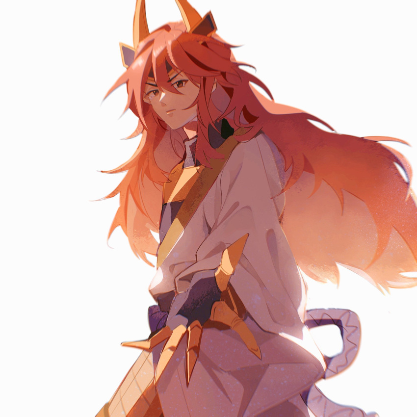 Safebooru - 1boy :| black gloves closed mouth cowboy shot fake horns ...